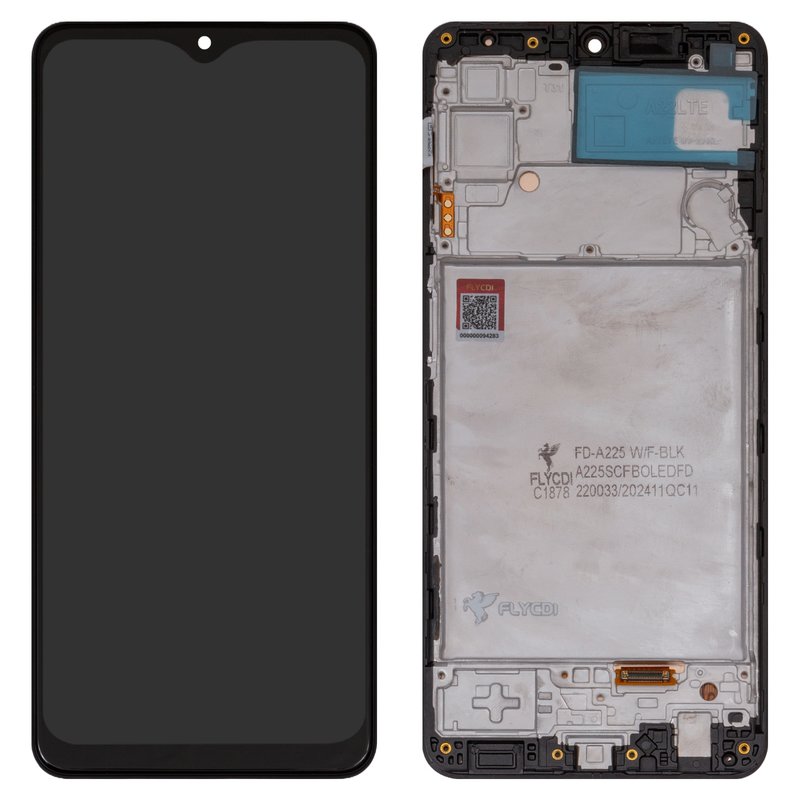 LCD FLYCDI compatible with Samsung A225 Galaxy A22, (black, with frame ...
